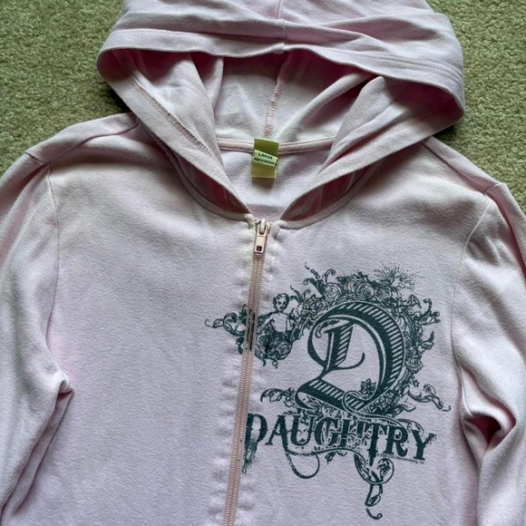 Tops | Daughtry Zip Up Hoodie 209 Pink Baby Doll Fairy Grunge Y2k Large ...
